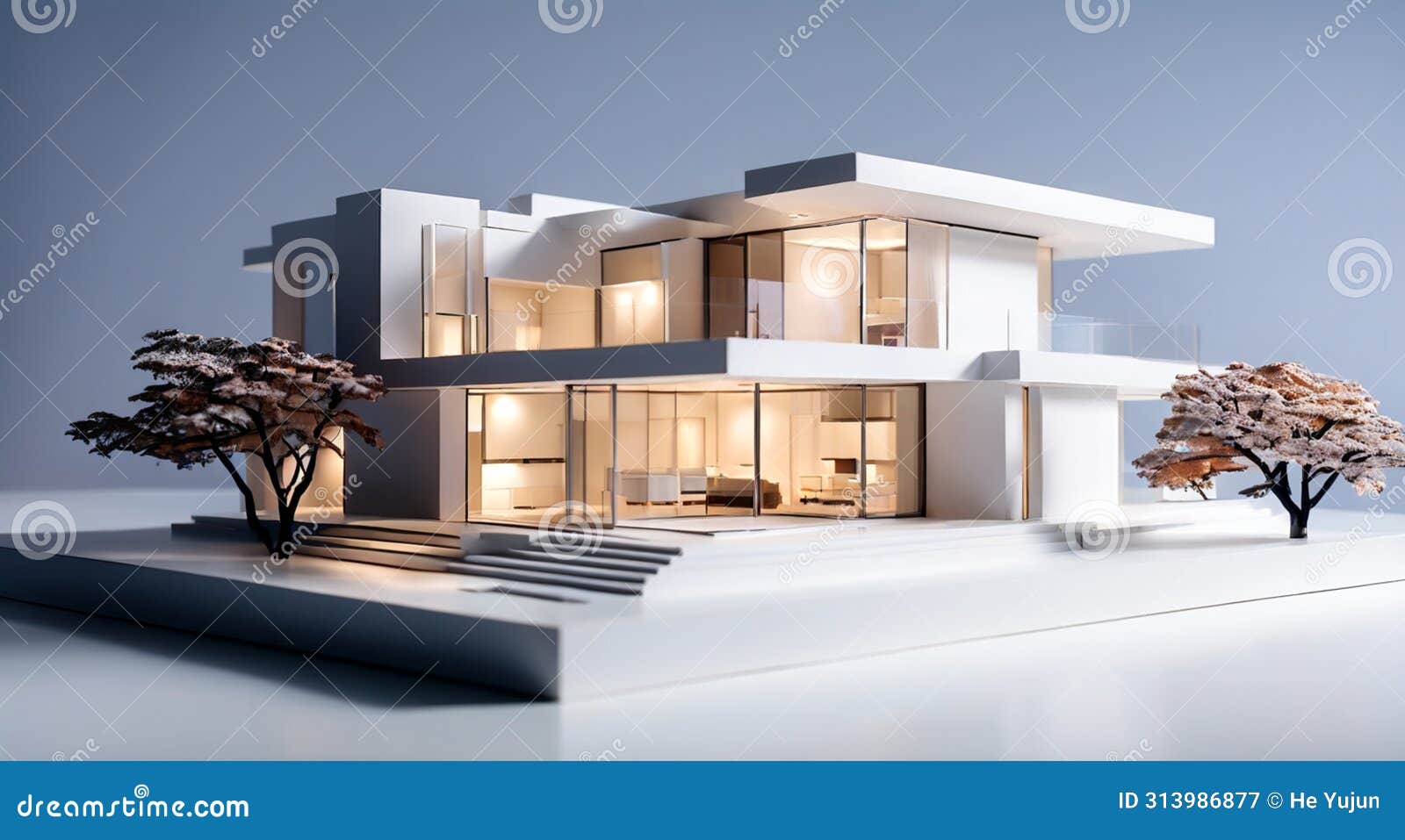 Architectural Model of Modern House on Display. Stock Illustration ...
