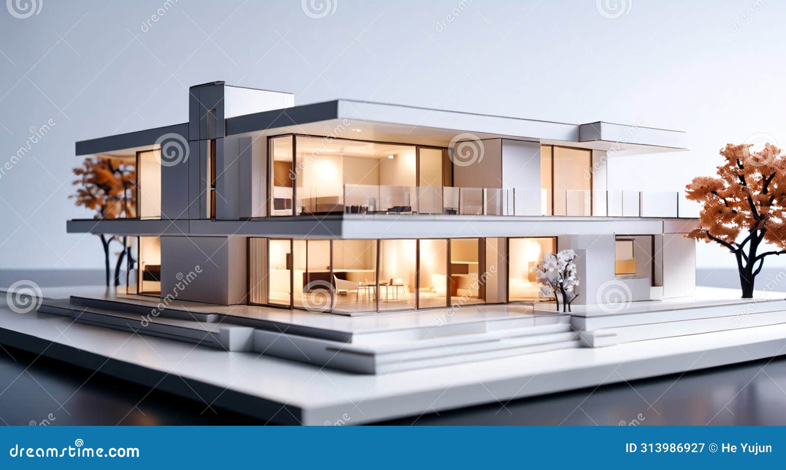 Architectural Model of Modern House on Display. Stock Illustration ...