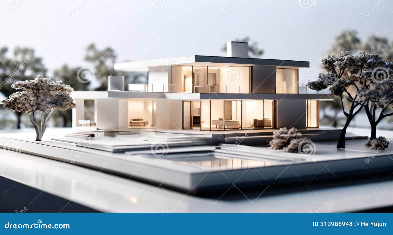 Architectural Model of Modern House on Display. Stock Photo - Image of ...