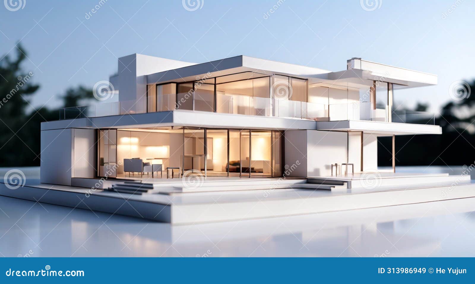 Architectural Model of Modern House on Display. Stock Image - Image of ...
