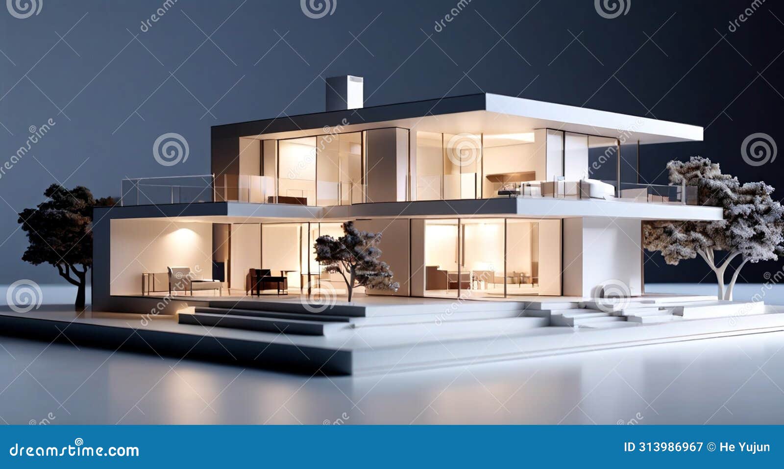 Architectural Model of Modern House on Display. Stock Image - Image of ...