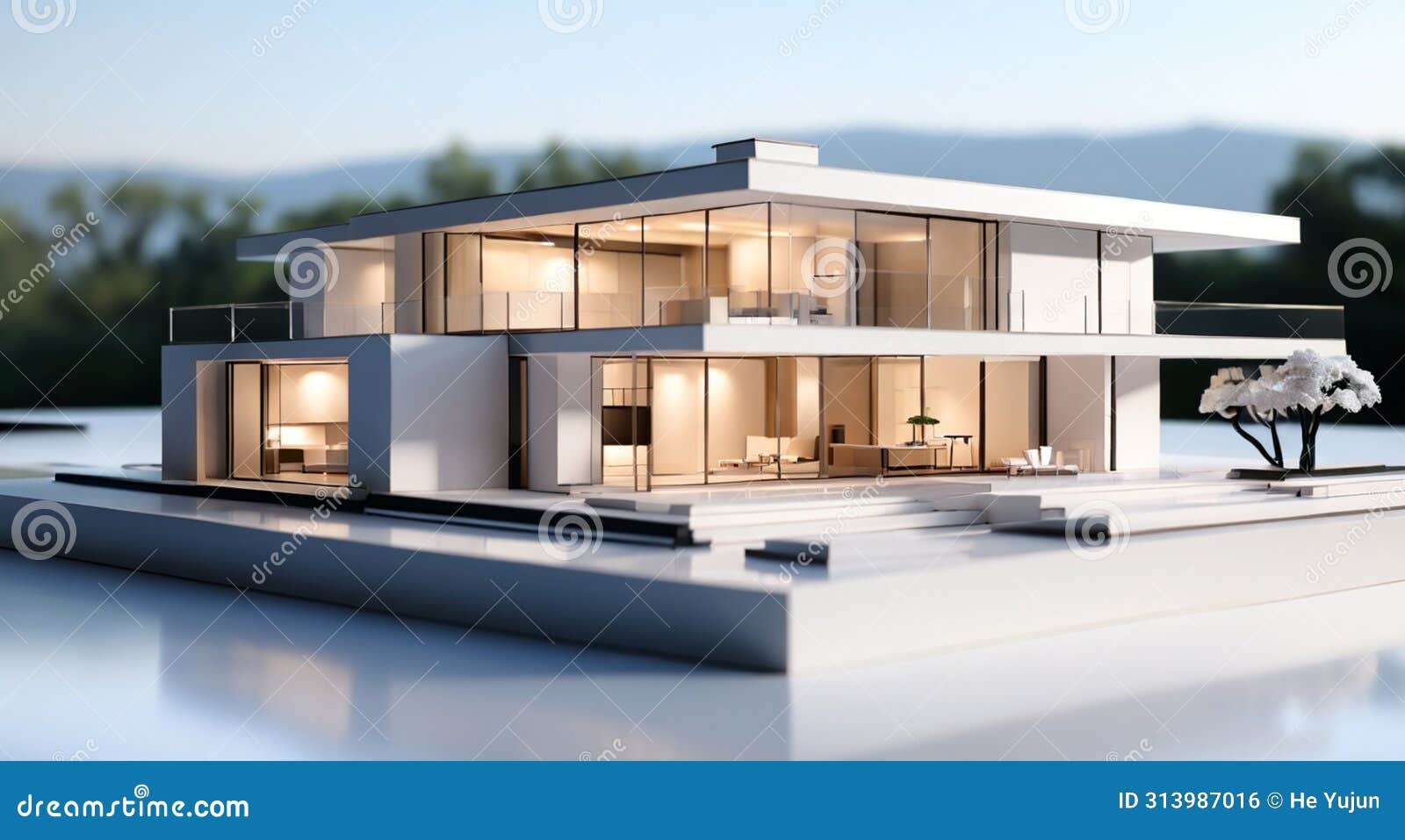 Architectural Model of Modern House on Display. Stock Photo - Image of ...