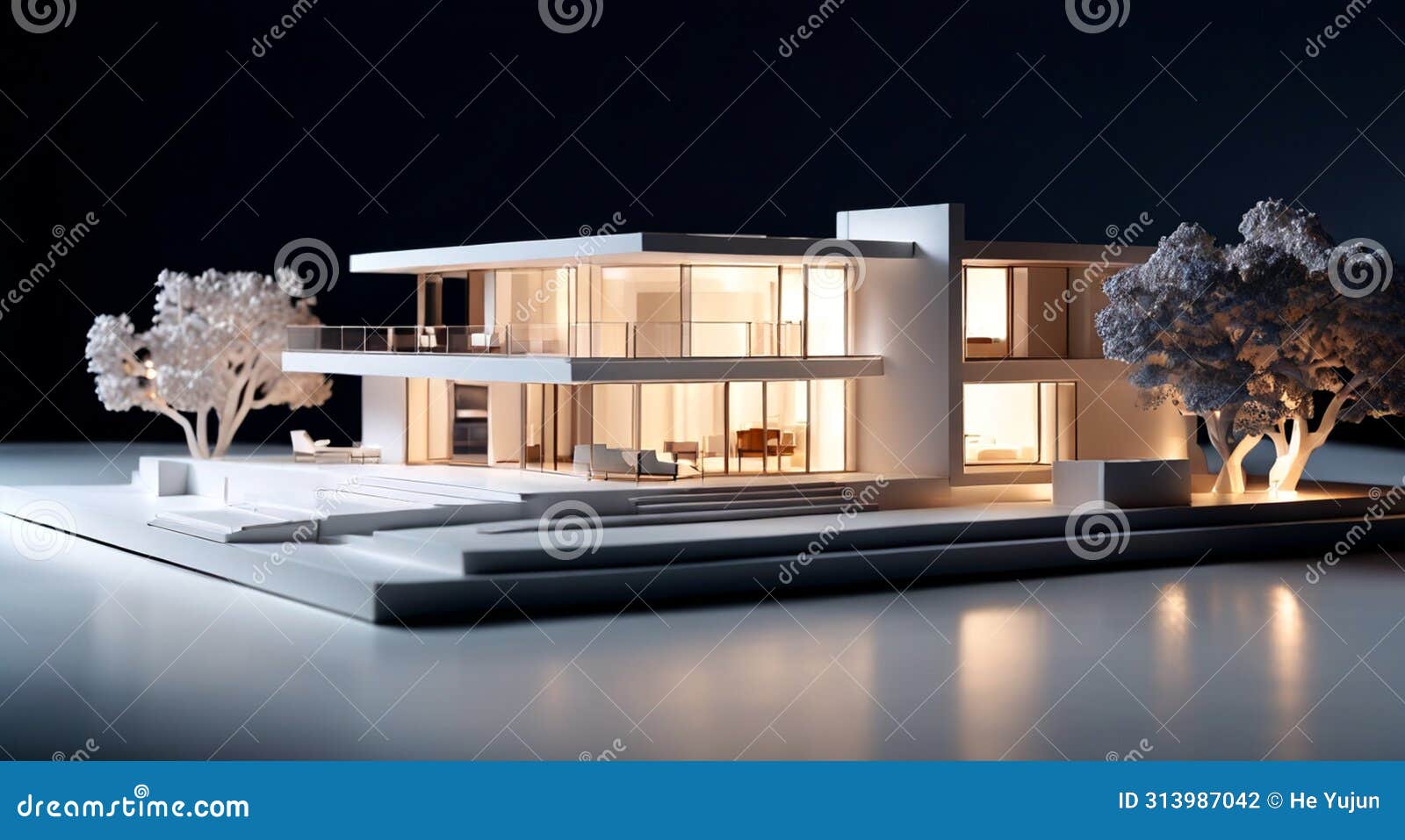 Architectural Model of Modern House on Display. Stock Photo - Image of ...