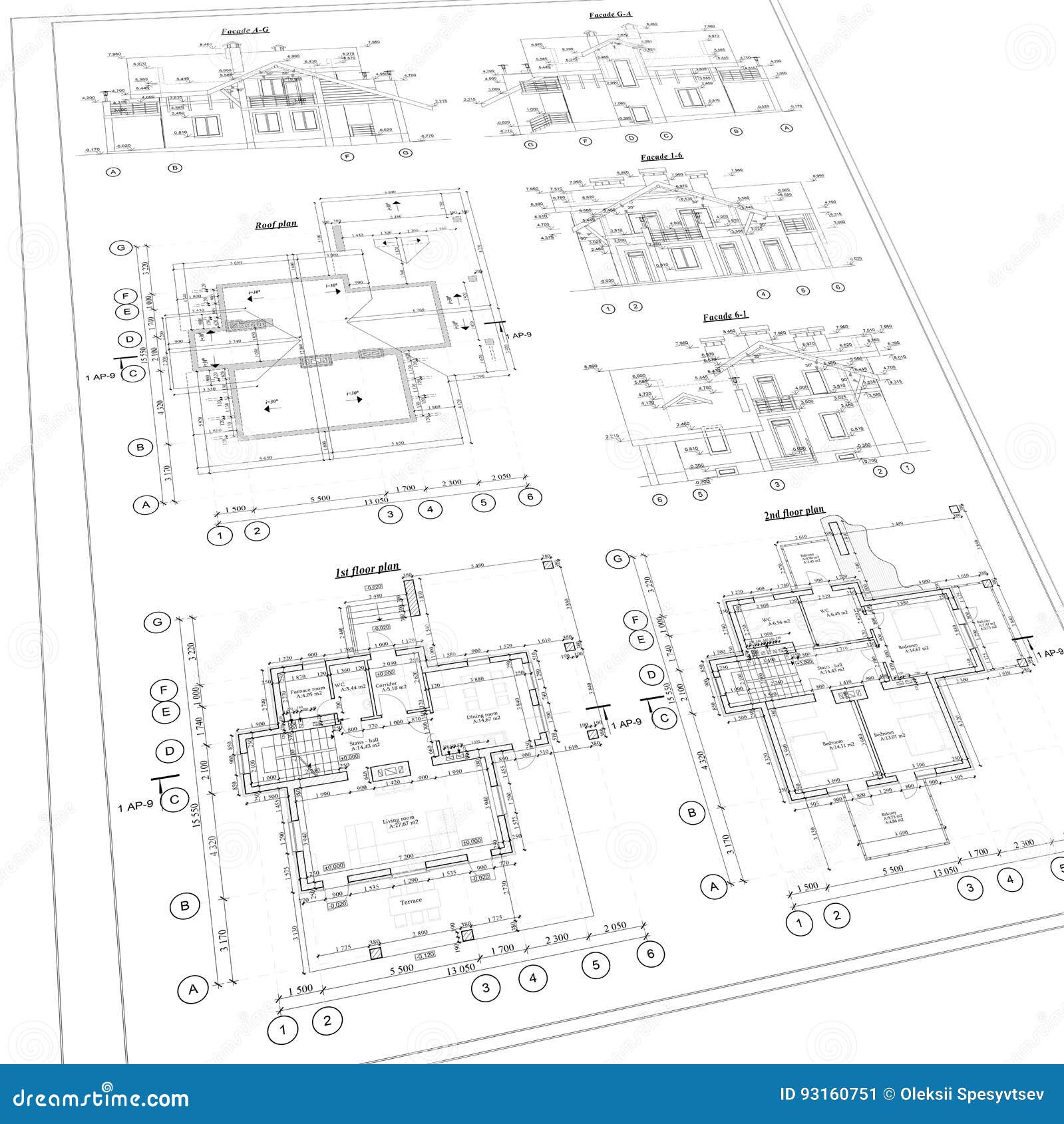 Detailed Architectural Plan Stock Image - Image of home, layout: 93160751