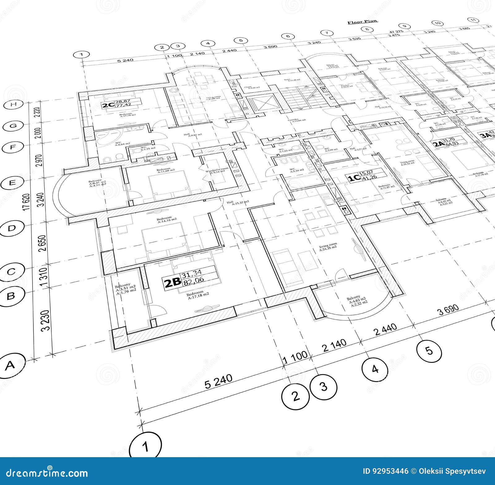 Detailed Architectural Plan, Perspective View Stock Photo - Image of ...