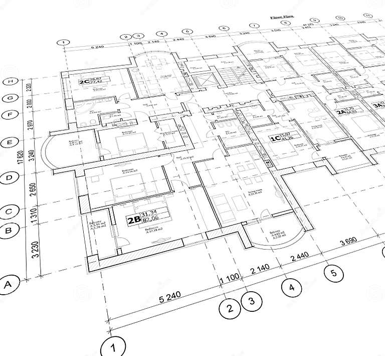 Detailed Architectural Plan, Perspective View Stock Photo - Image of ...