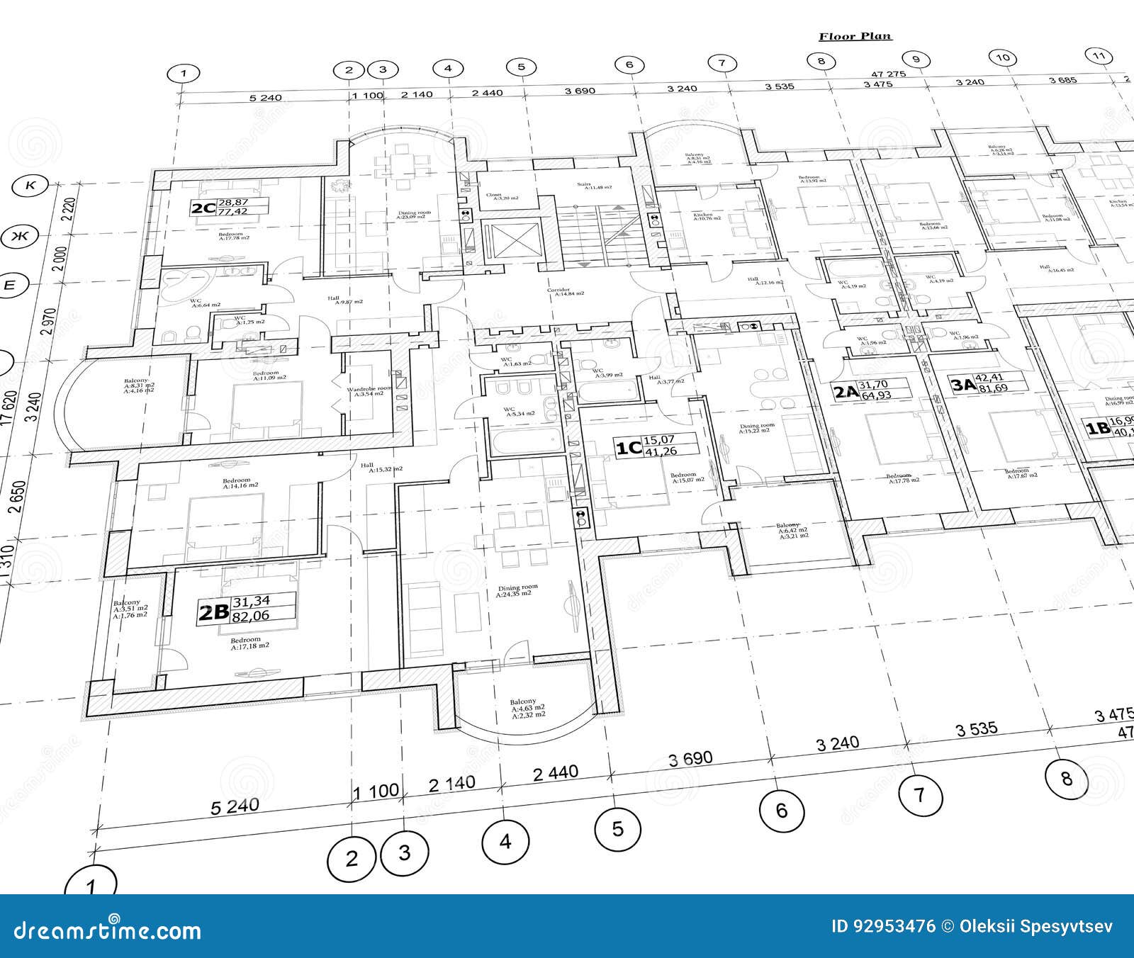Detailed Architectural Plan, Perspective View Stock Illustration ...