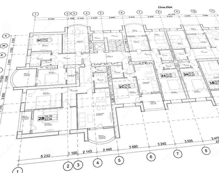 Detailed Architectural Plan, Perspective View Stock Illustration ...