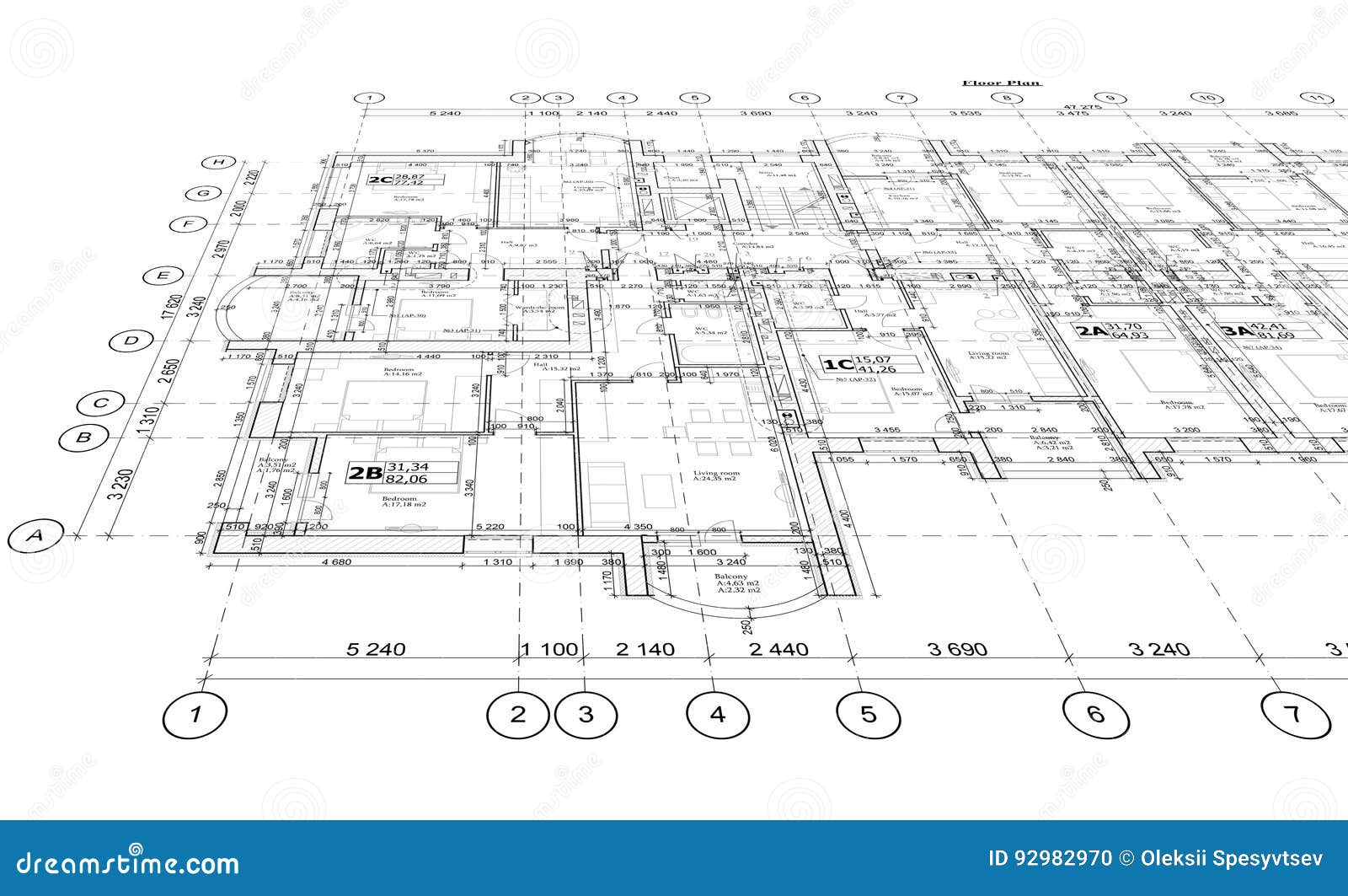 Detailed Architectural Plan, Perspective View Stock Illustration ...