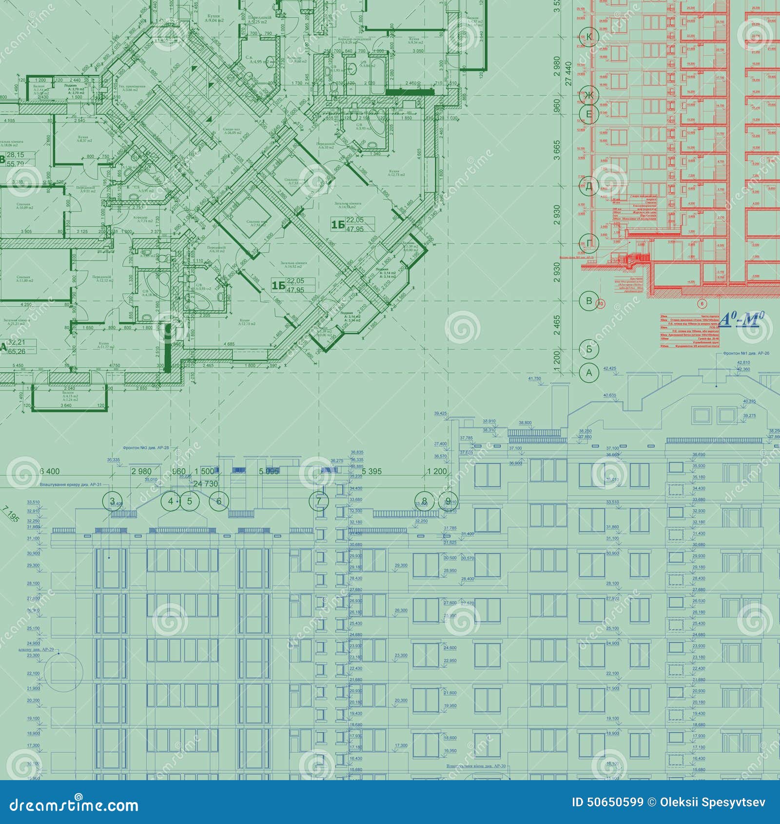 Detailed Architectural Plan Of Multistory Building With Underground ...