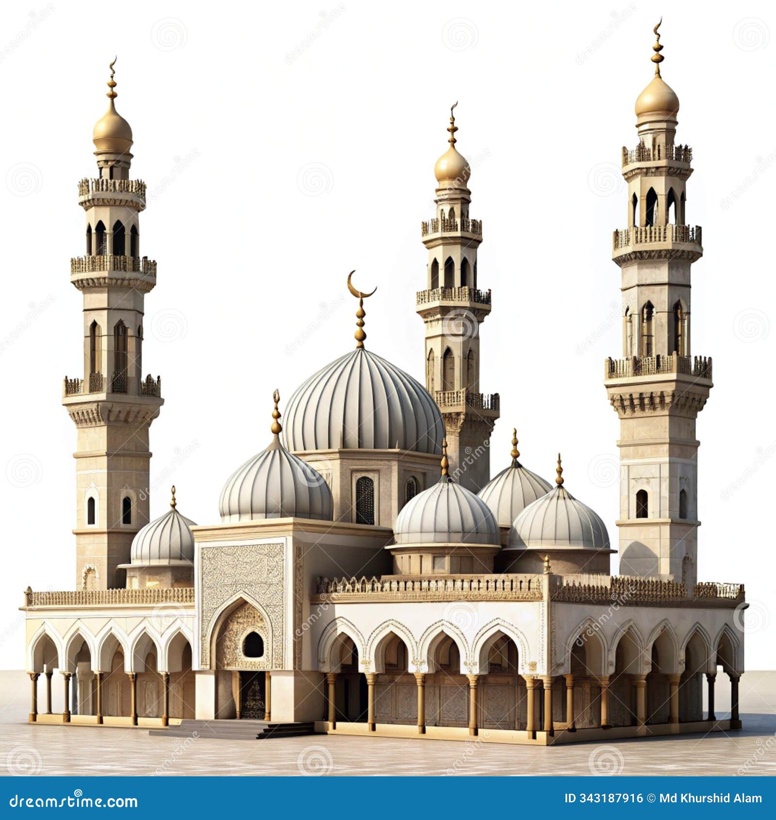 Detailed Architectural Rendering of Al-Azhar Mosque Showcasing ...