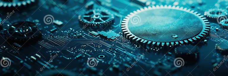 Detailed Arrangement of Gears Alongside a Microprocessor Showcases the ...
