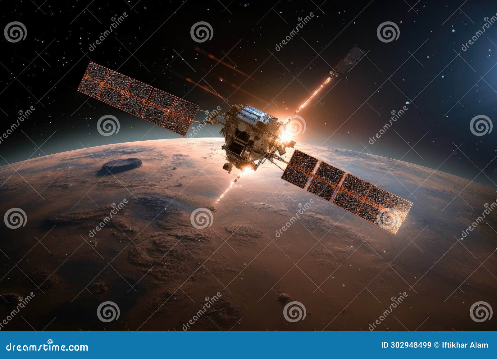 A Detailed Artists Rendering of a Satellite Floating in Outer Space ...