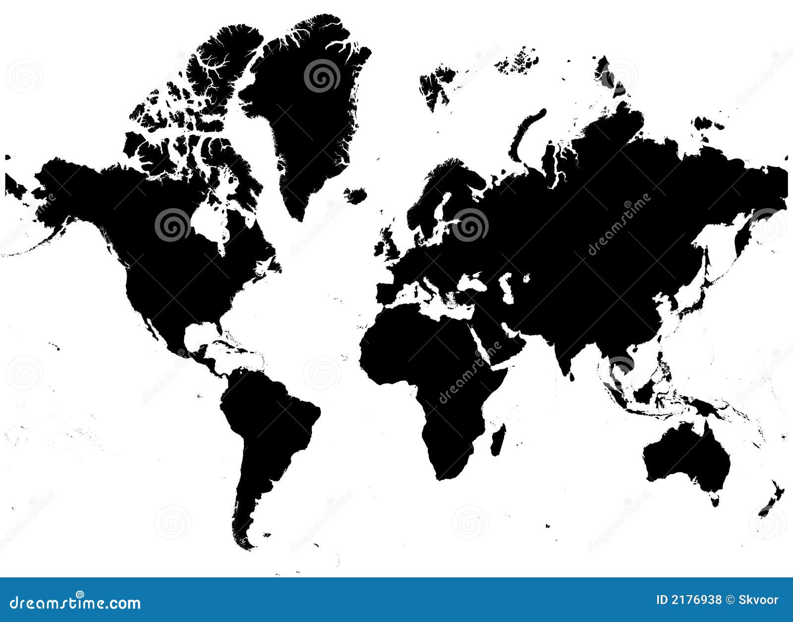 Detailed B/w Map of the World Stock Illustration - Illustration of ...