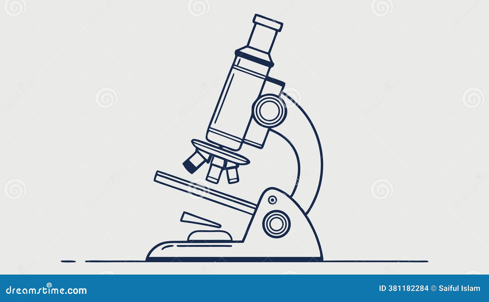 Biological Microscope Drawn By A Single Black Line On A White ...