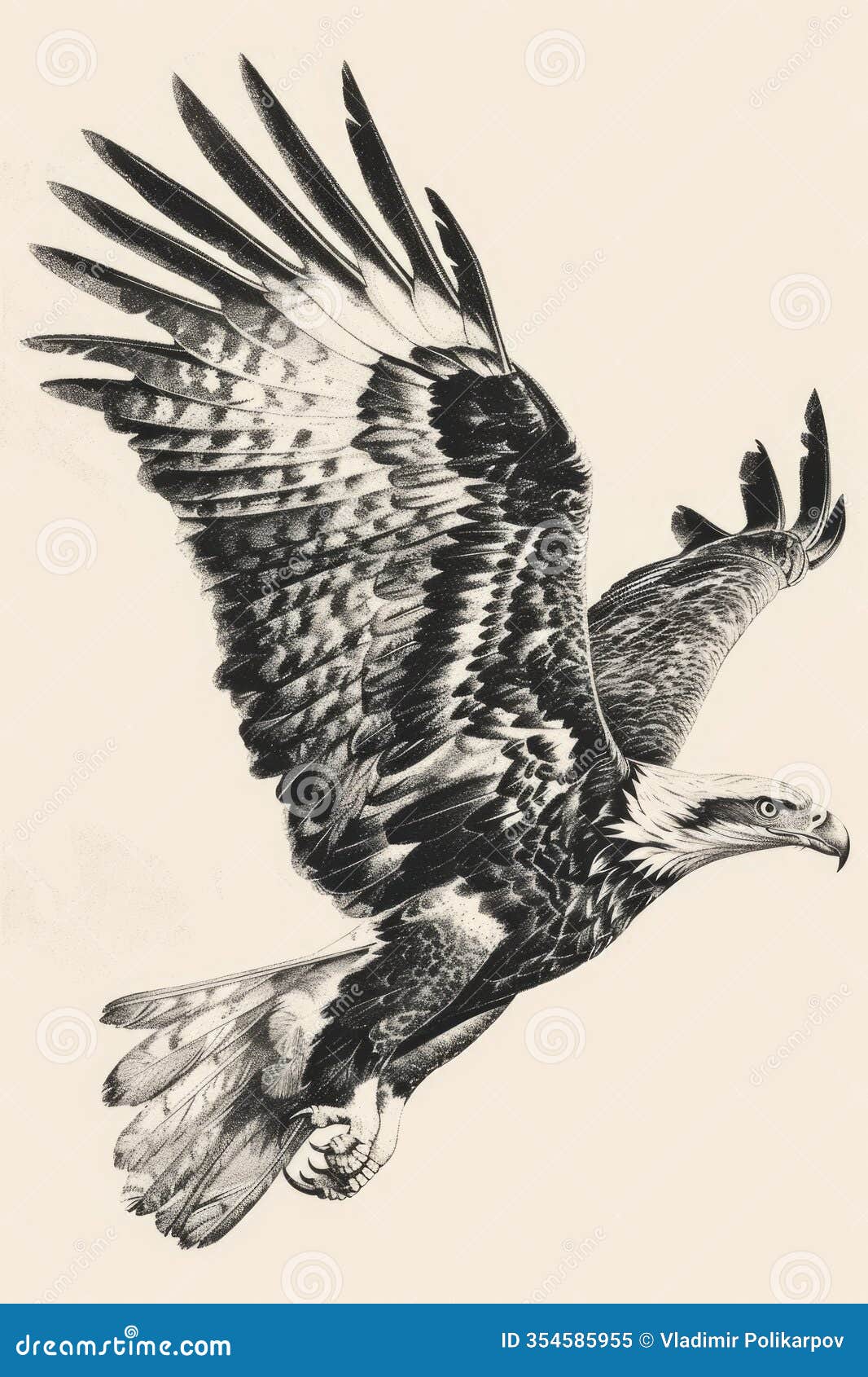 Detailed Black and White Illustration of an Eagle. Perfect for ...