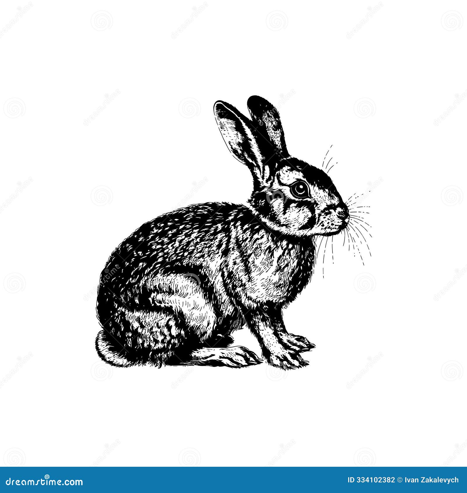 Detailed Black and White Rabbit. Vector Illustration Design Stock ...