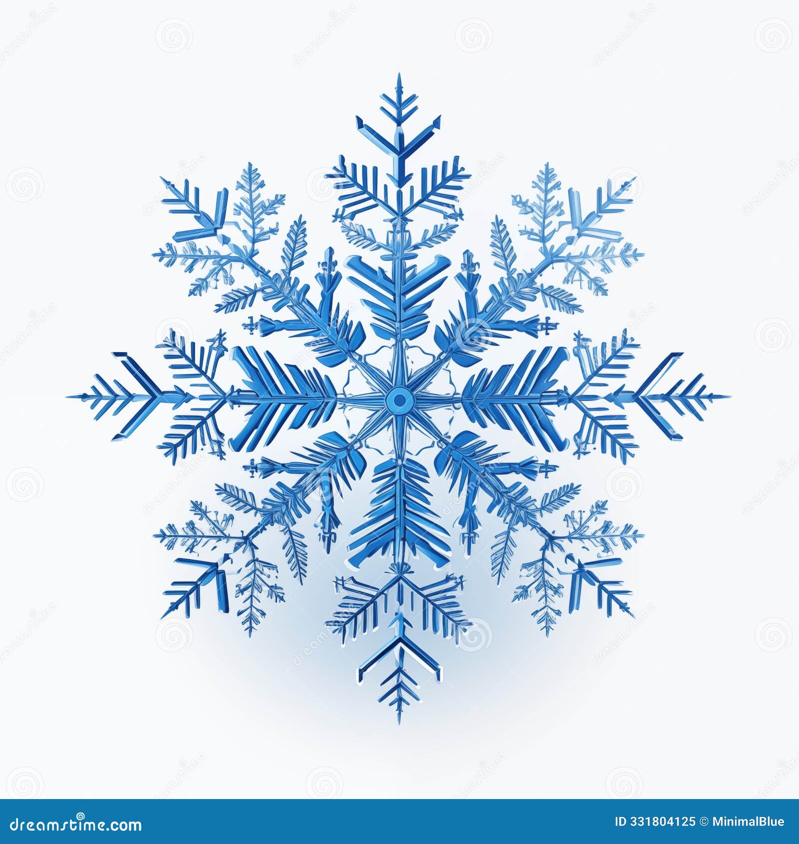 Detailed Blue Snowflake Design Isolated on White Background Stock ...