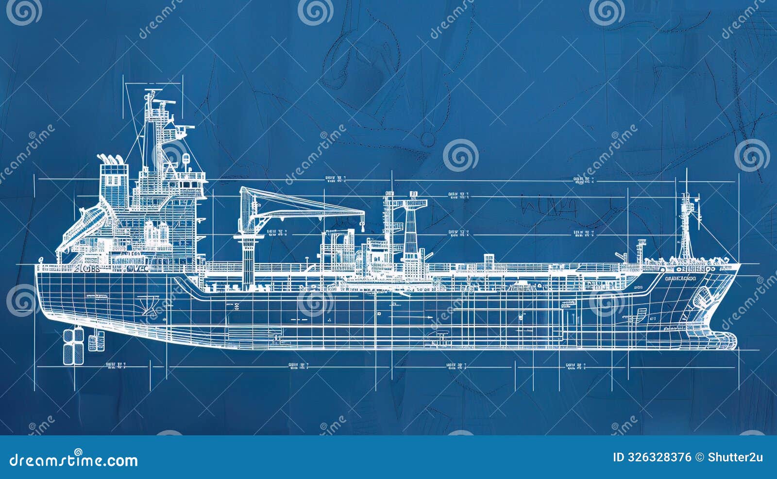 A Detailed Blueprint of a Cargo Ship Emphasizing Engineering and Design ...