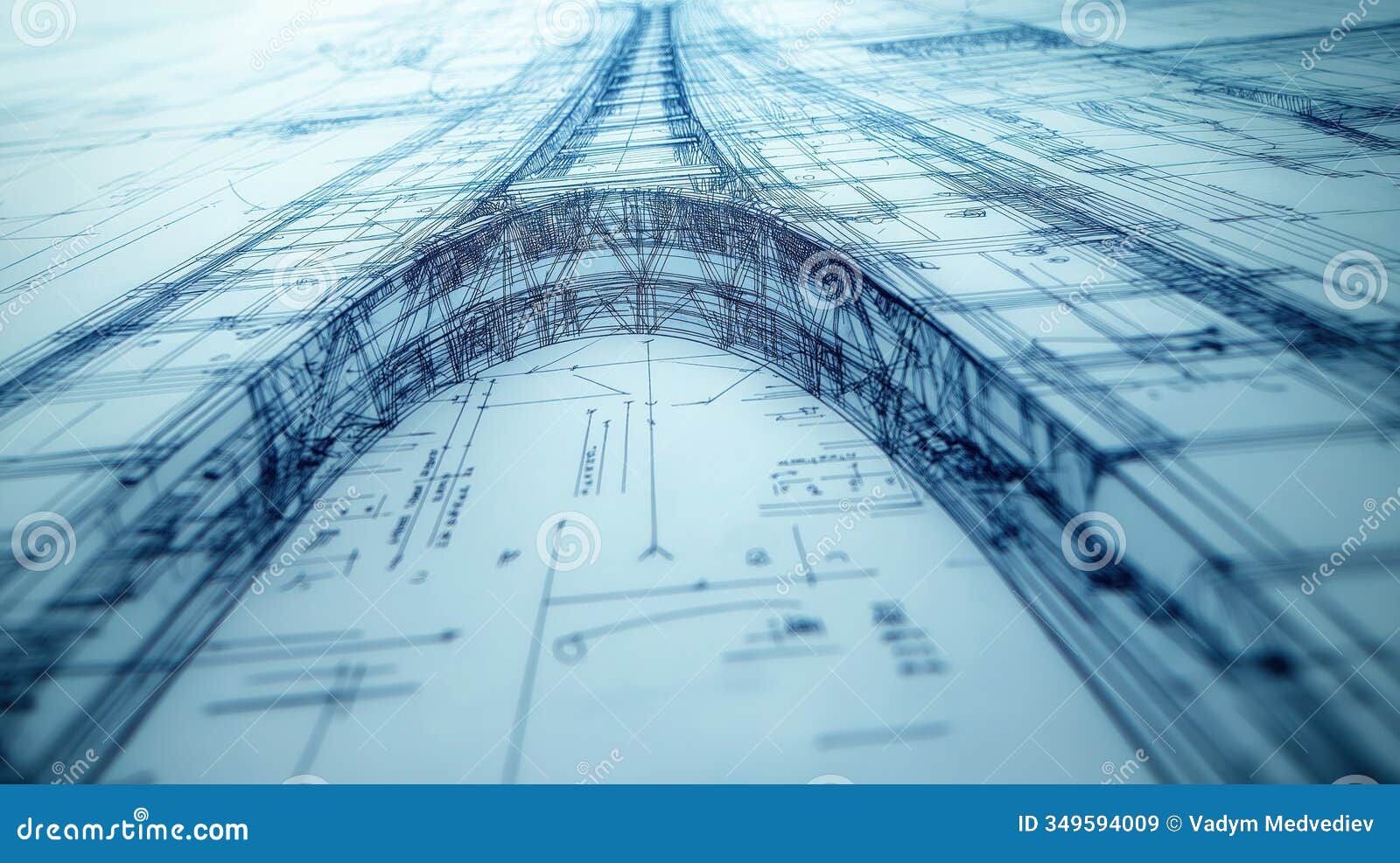 Detailed Blueprint Design for New Bridge. Intricate Lines, Annotations ...