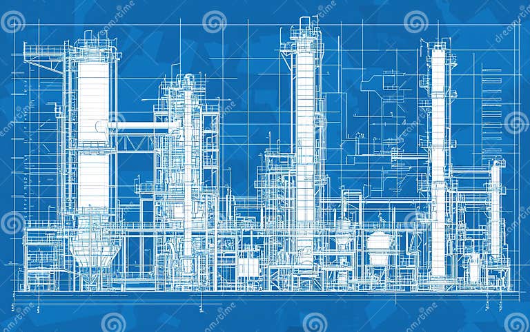 Detailed Blueprint of an Industrial Facility Highlighting Various ...