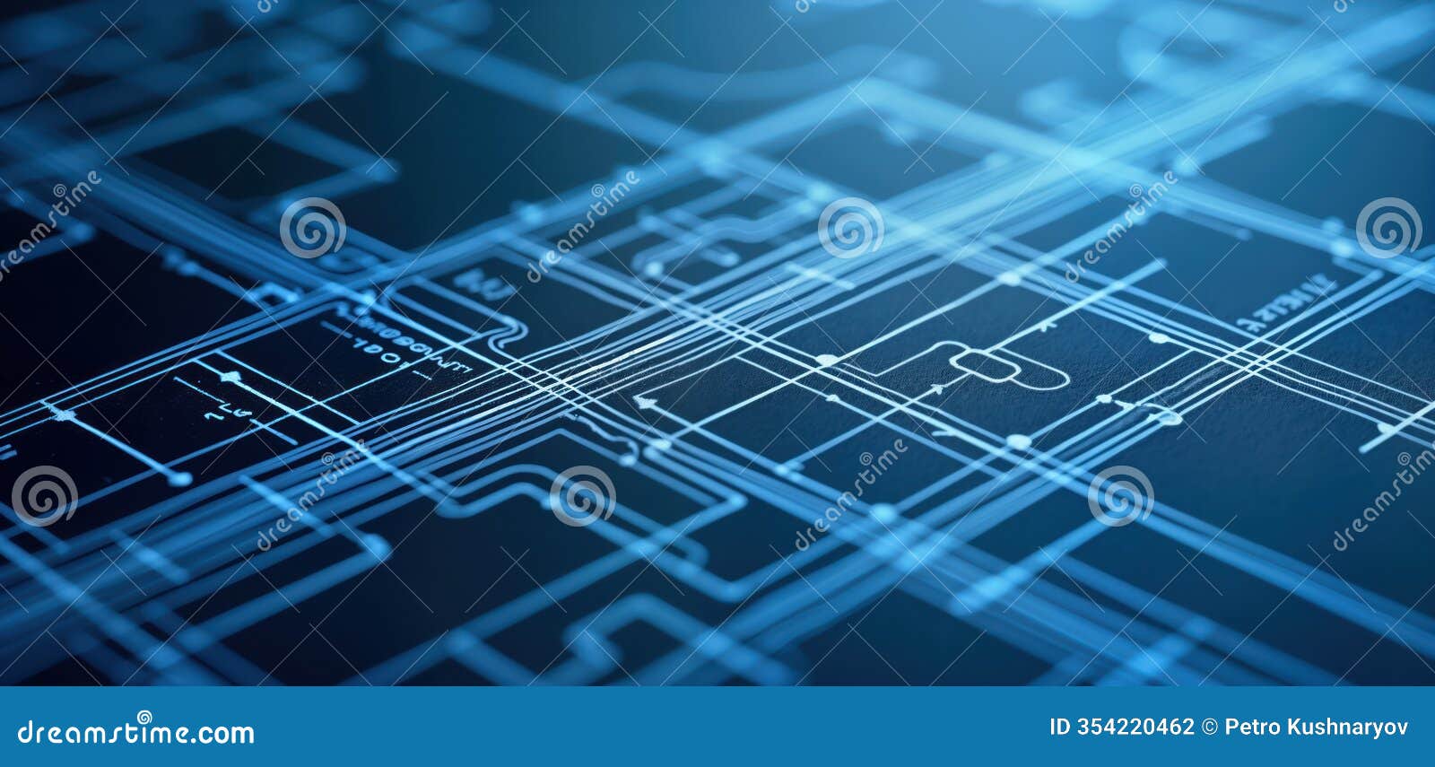 Detailed Blueprint Shows Building Plans. Complex Network of Lines ...