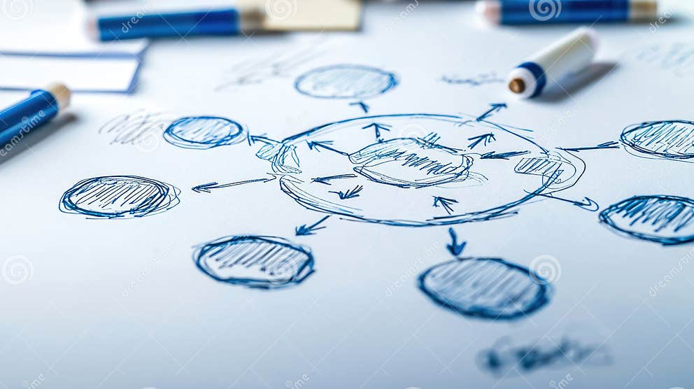 Detailed Blueprint of Strategy with Interconnected Ideas and Arrows ...