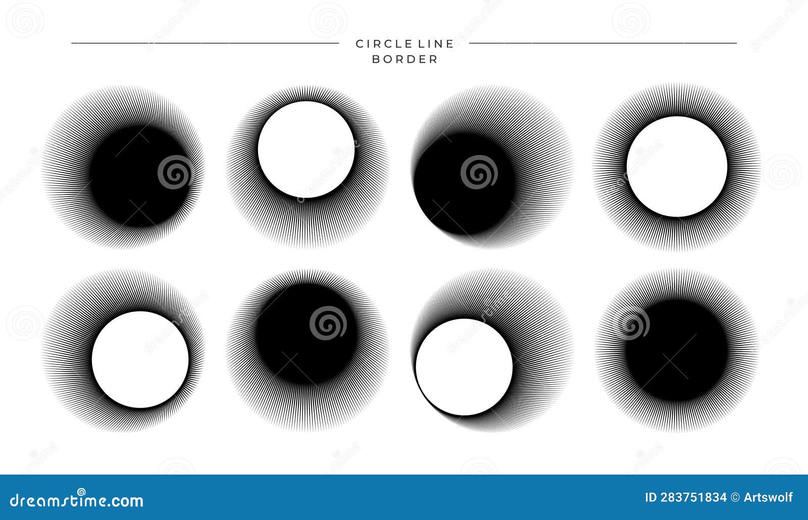 Detailed Blur Effect in Sharp Line Circle Border. Modern Rounded Ring ...