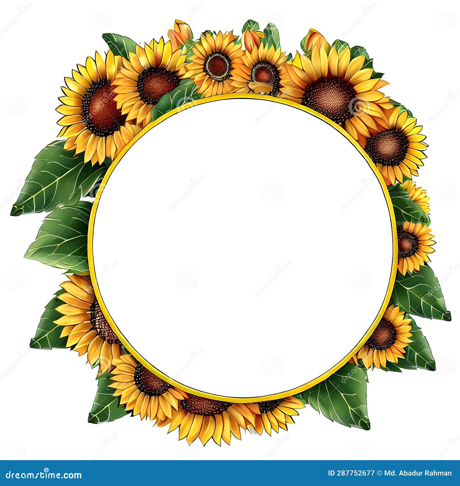 Detailed Border Design with Realistic Sunflower Arrangement Ai ...
