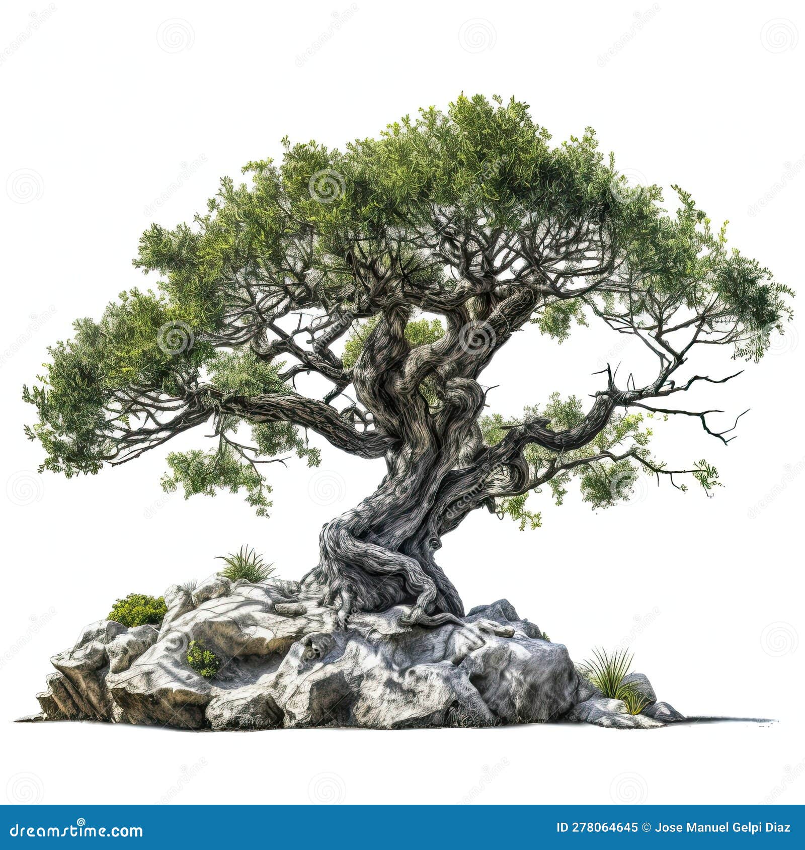 Detailed Botanical Illustration of a Tree on a White Background ...