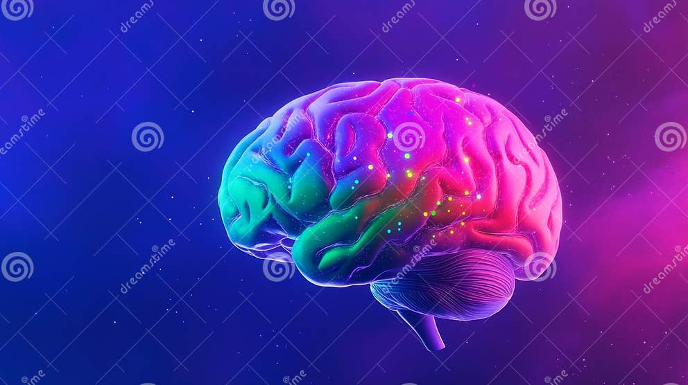 Illuminated Mind a Vibrant Brain Illustration a Detailed Brain Image ...