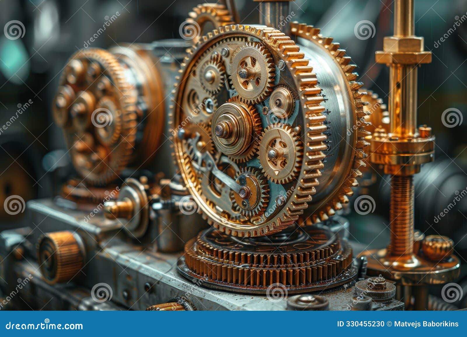 Detailed Brass Gear and Cogs in Clock Mechanism of Industrial Engine ...