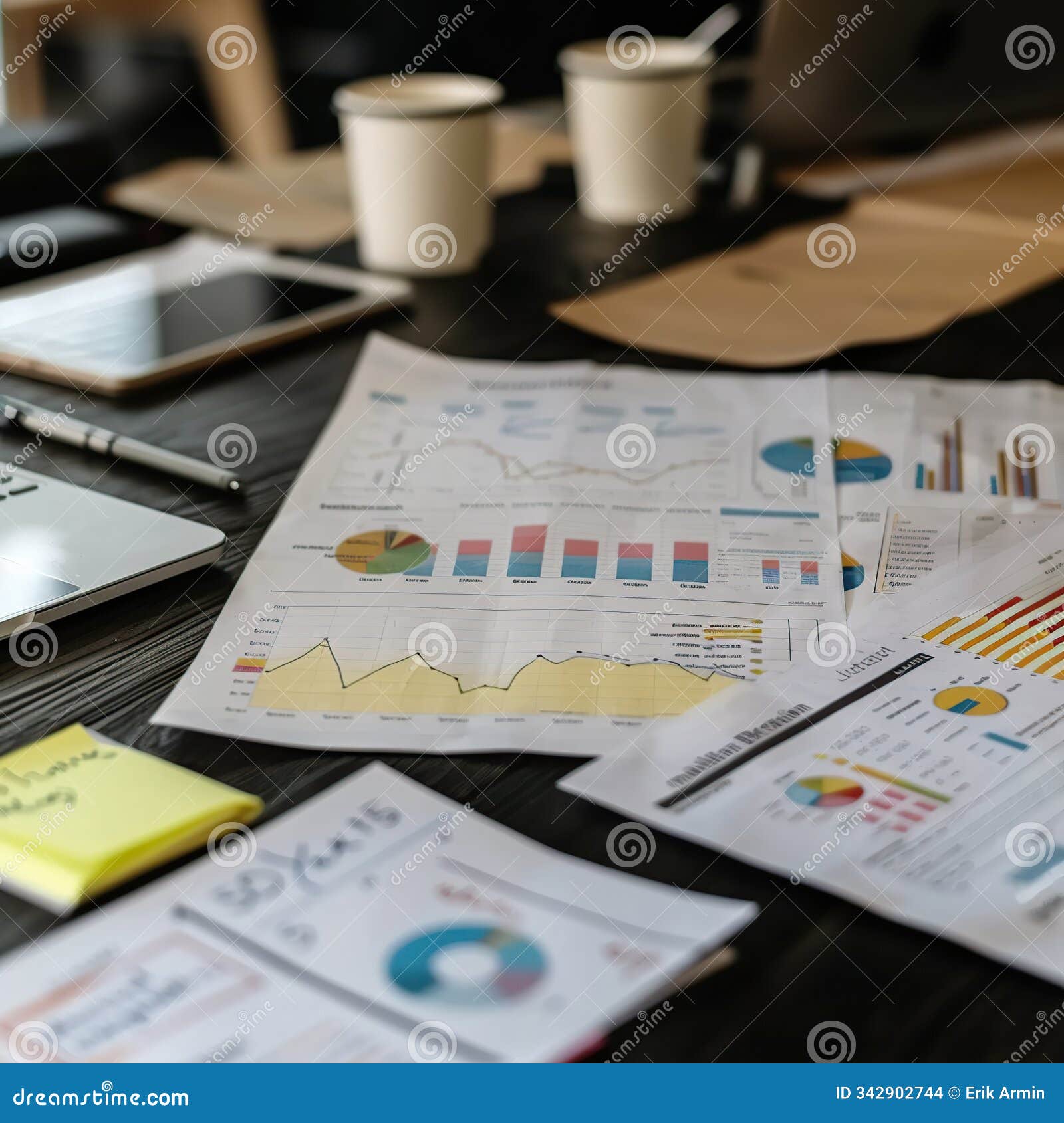 Detailed Business Plan with Charts and Notes Spread Out on a Desk ...