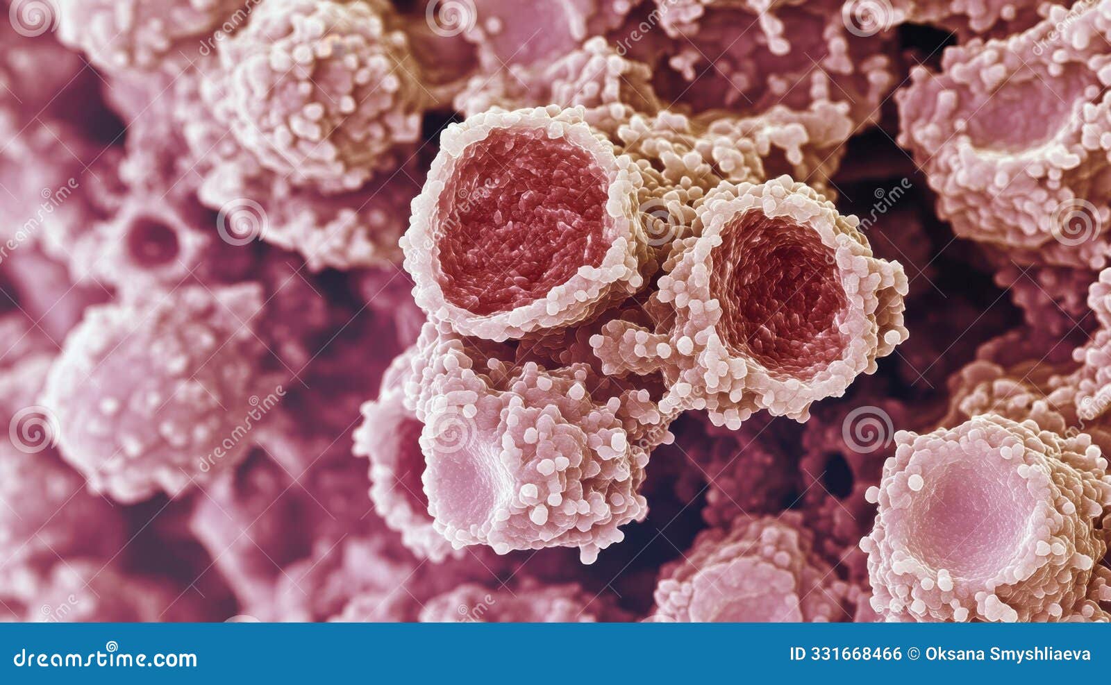 Detailed Cancer Cells Microscopy Visualization 3D Illustration Royalty ...