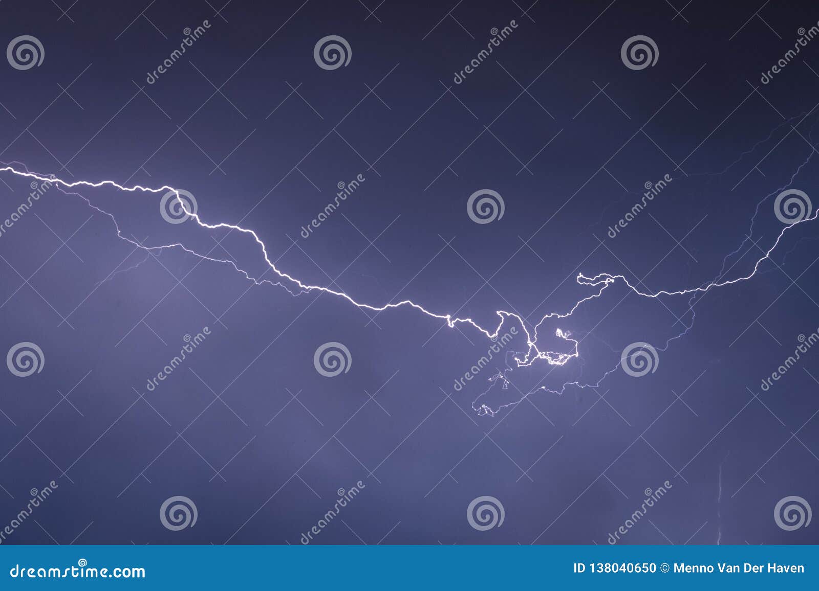 A Powerful Lightning Bolt Cuts through the Sky Stock Photo - Image of ...