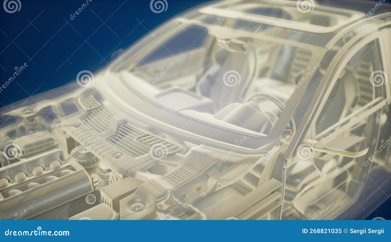 Detailed Car Engine and Other Parts Stock Illustration - Illustration ...