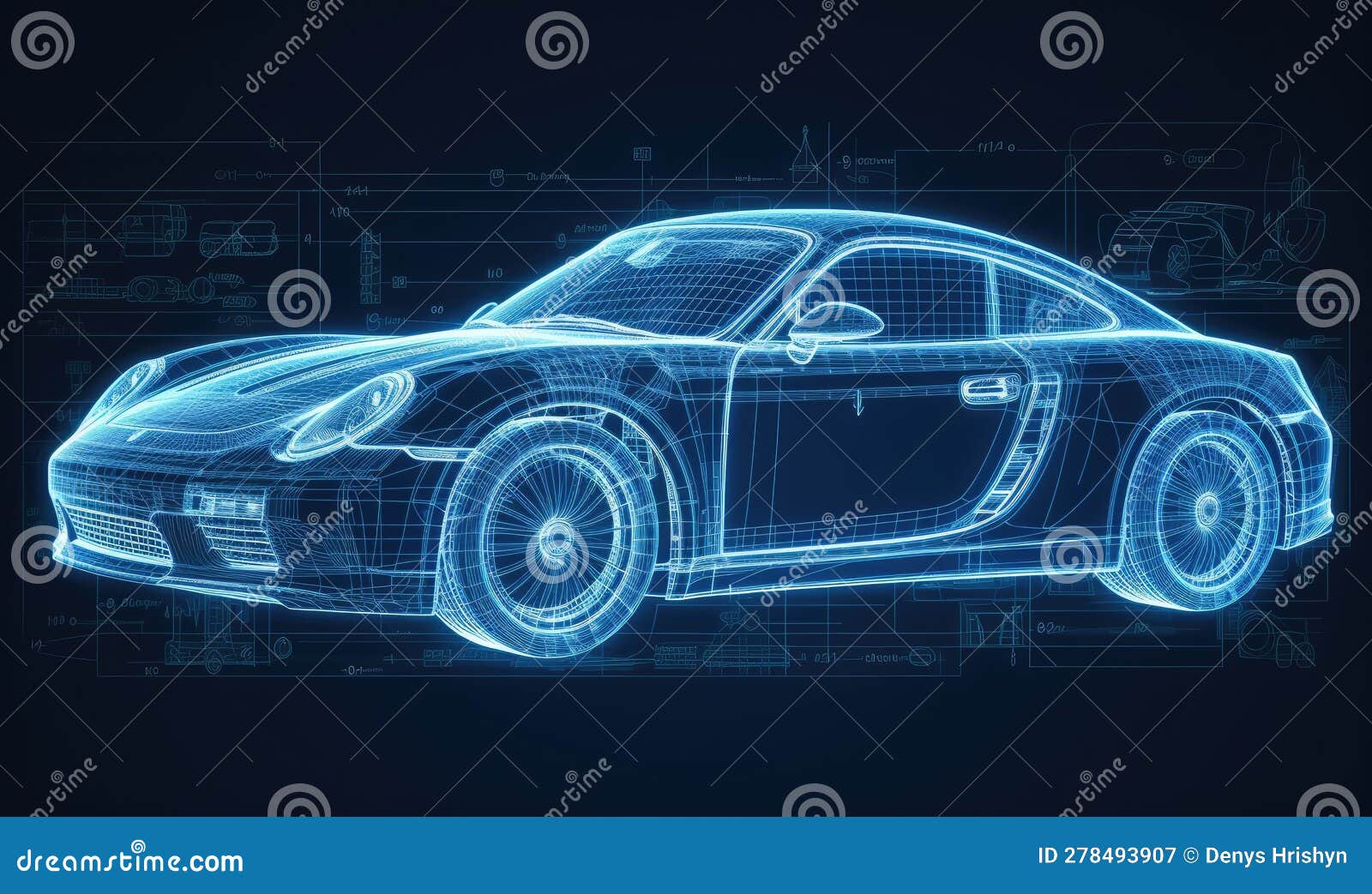 Detailed Car Technical Drawing Showcased in an Informative Infographic ...