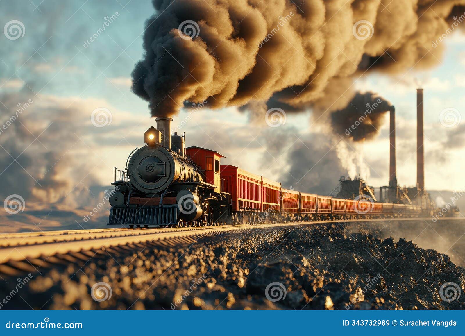 Detailed CGI Rendering of Coal Mining Operations Stock Illustration ...