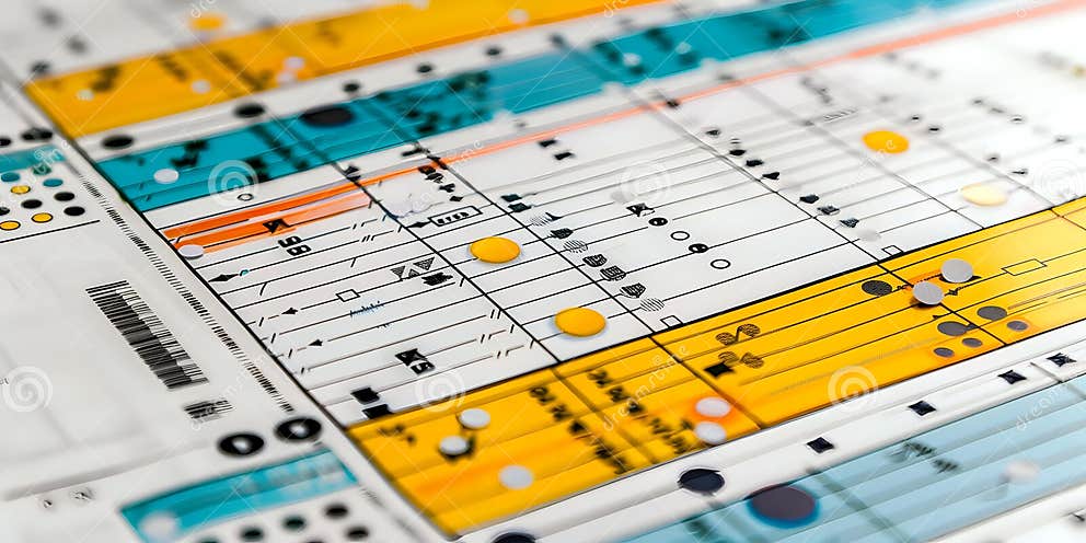 A Detailed Chart or Graph with Various Colored Sections and Data Points ...