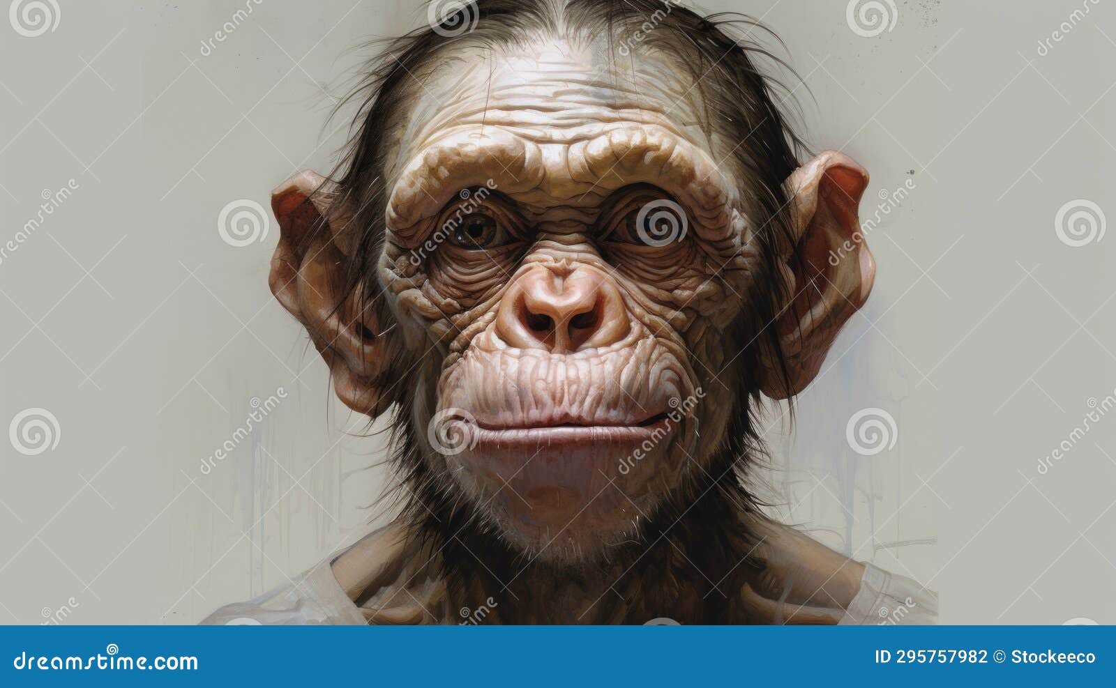 Detailed Chimpanzee Face Drawing in the Style of Craig Mullins Stock ...