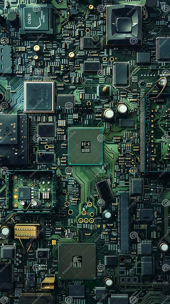 Detailed Circuit Board with Electronic Components Stock Image - Image ...
