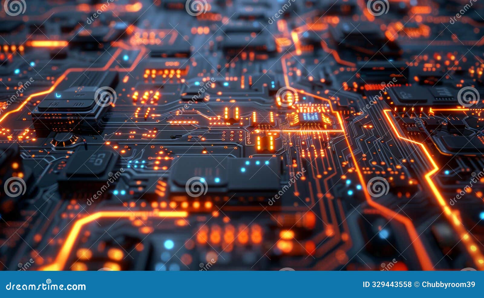 Detailed Circuit Board with Flowing Electricity, Showcasing Complexity ...