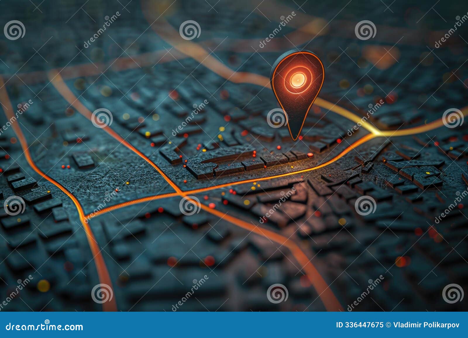 A Detailed City Map Highlighting a Specific Location Marked with a Red ...