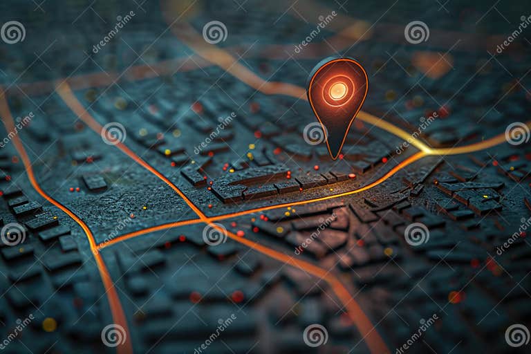 A Detailed City Map Highlighting a Specific Location Marked with a Red ...