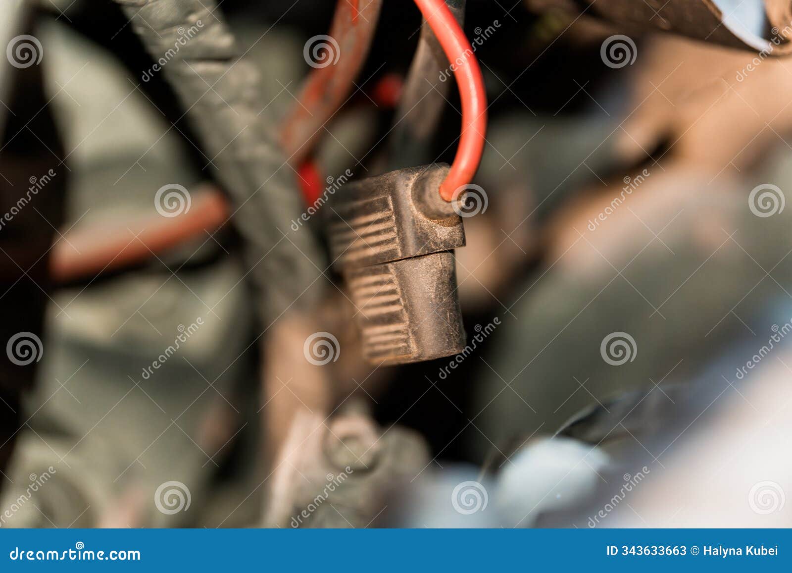 Detailed Close-Up of an Automotive Electrical Connector in a Car Engine ...