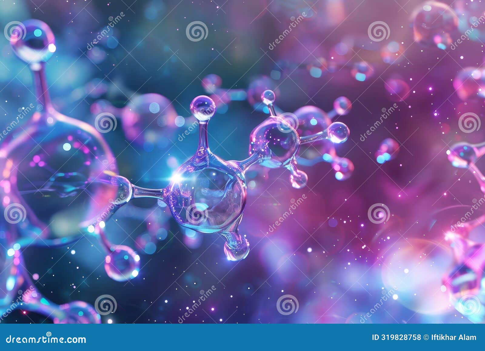 Detailed Close Up Of A Blue And Purple Molecule Structure, Develop A ...