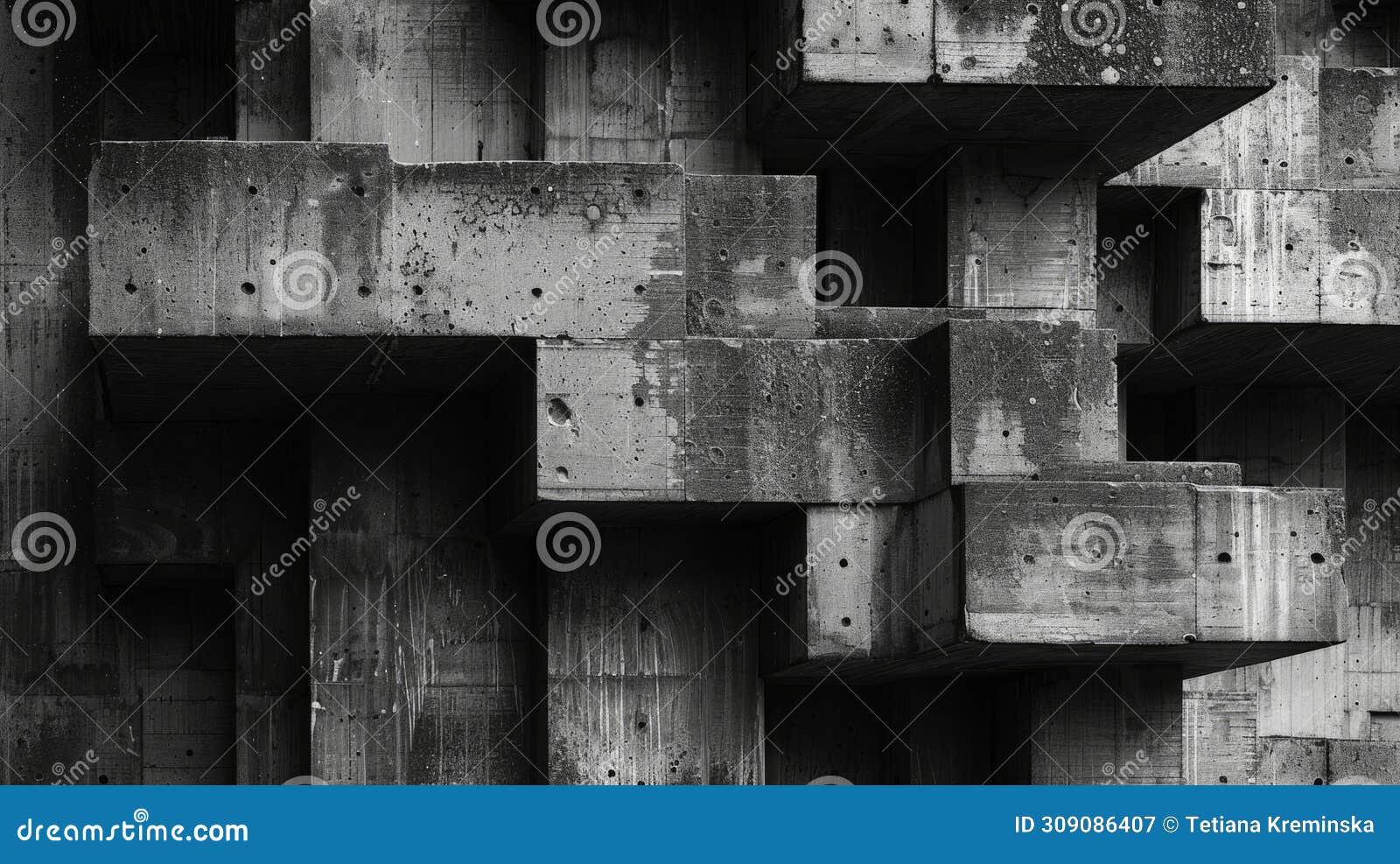 A Detailed Close-up of a Brutalist Facade with Concrete Textures and ...