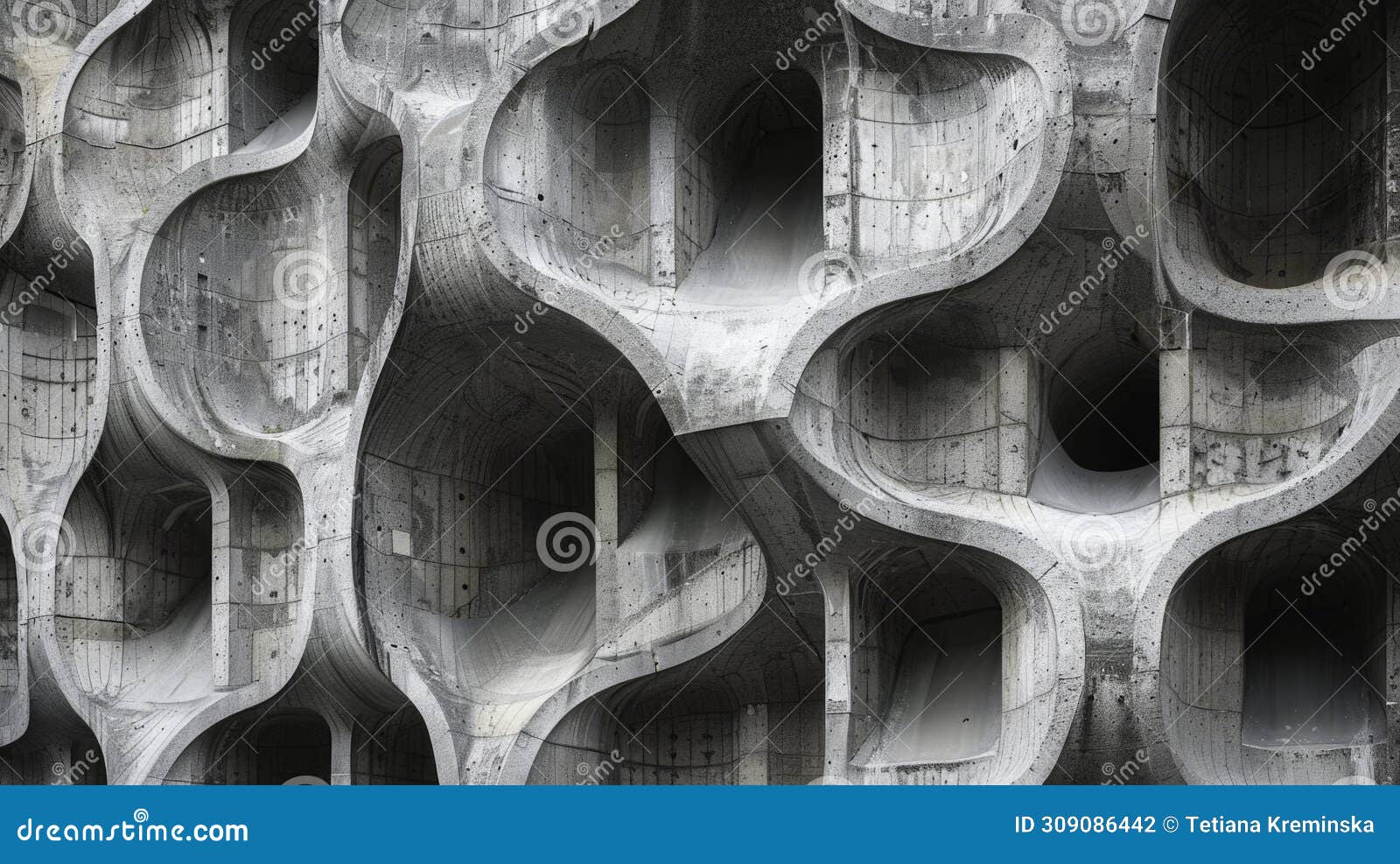 A Detailed Close-up of a Brutalist Facade with Concrete Textures and ...