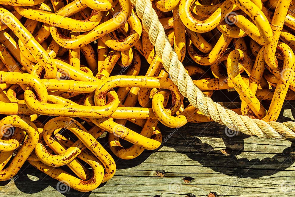 Detailed Close Up of Chains Stack and Ropes Stock Image - Image of ...