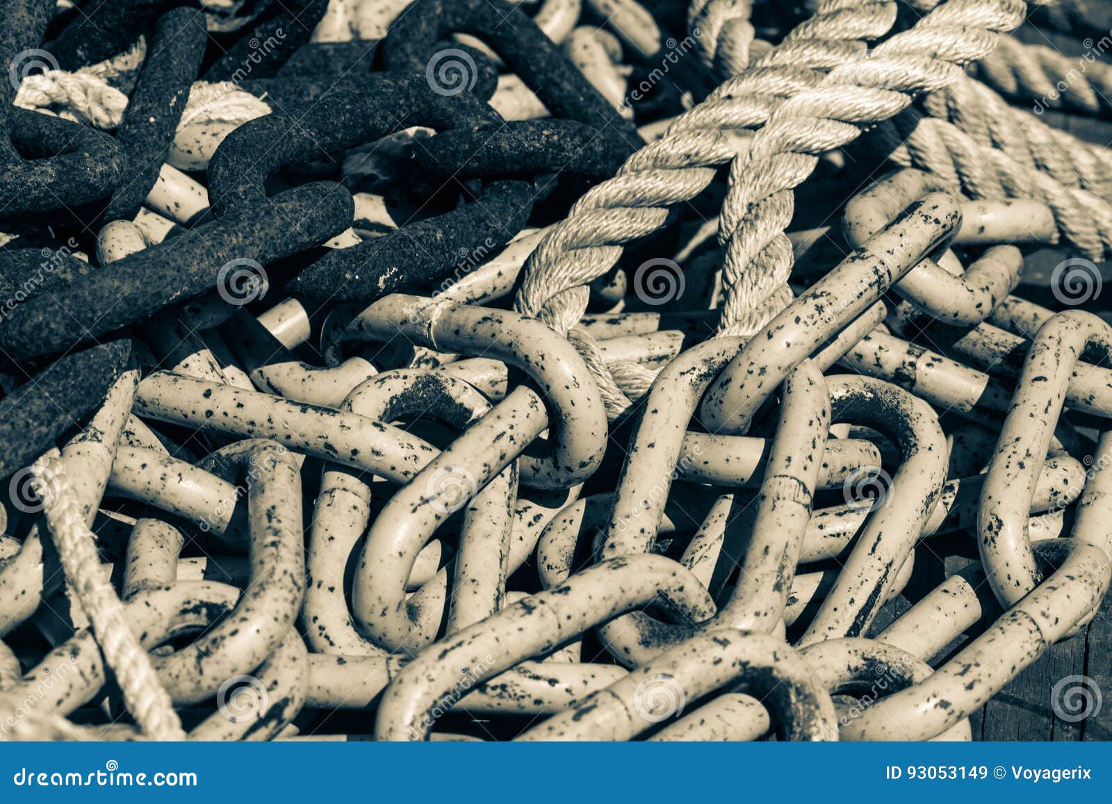 Detailed Close Up of Chains Stack and Ropes Stock Image - Image of ...